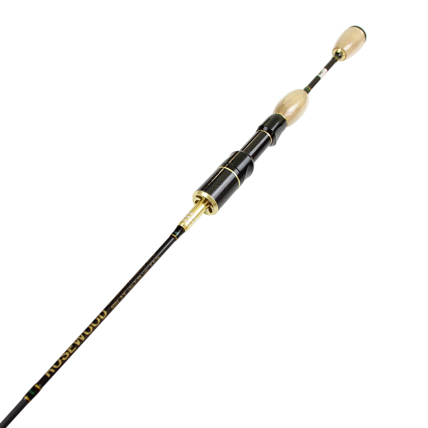 Rosewood Double Tips 1.8m Ultra Light Spinning Rod UL Soft Casting Rod Lure Weight 0.8-5g Line Weight 2-5LB Ultralight Carbon Fiber Fishing Rod Pole (Gold, 1.8m Spinning Rod)