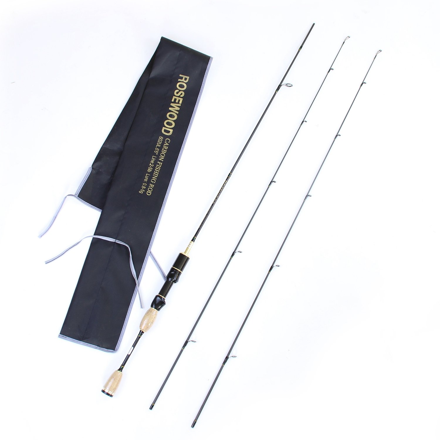 Rosewood Double Tips 1.8m Ultra Light Spinning Rod UL Soft Casting Rod Lure Weight 0.8-5g Line Weight 2-5LB Ultralight Carbon Fiber Fishing Rod Pole (Gold, 1.8m Spinning Rod)