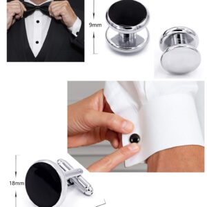 Zealmer 8pcs Tuxedo Shirts Studs and Cufflinks Set for Men Black