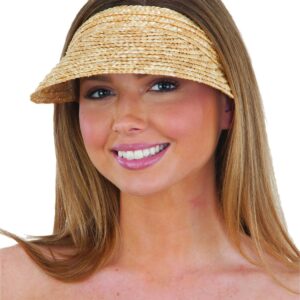 Jacobson Straw Hat - Slip On Braid Visor,Tan,Adult