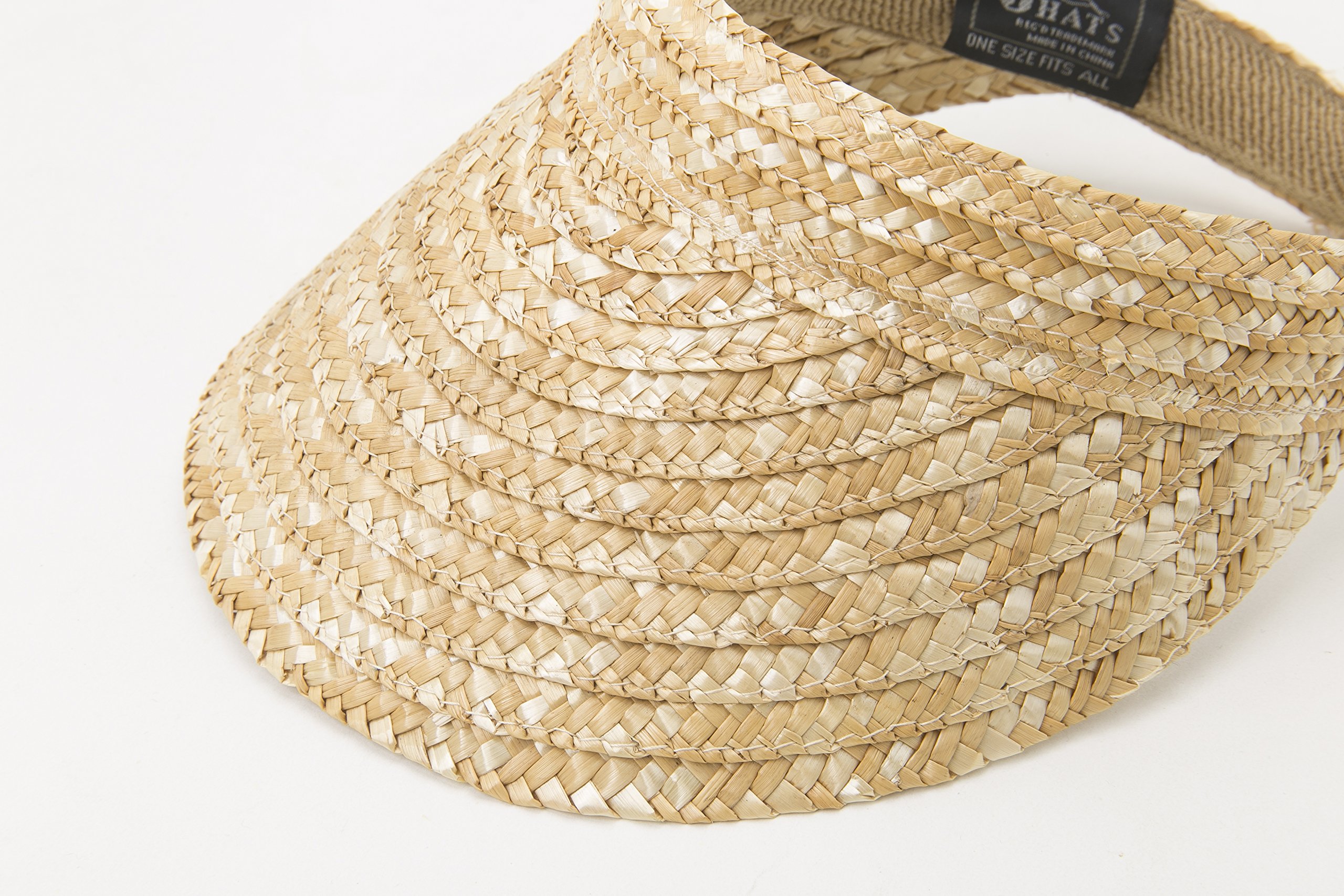 Jacobson Straw Hat - Slip On Braid Visor,Tan,Adult