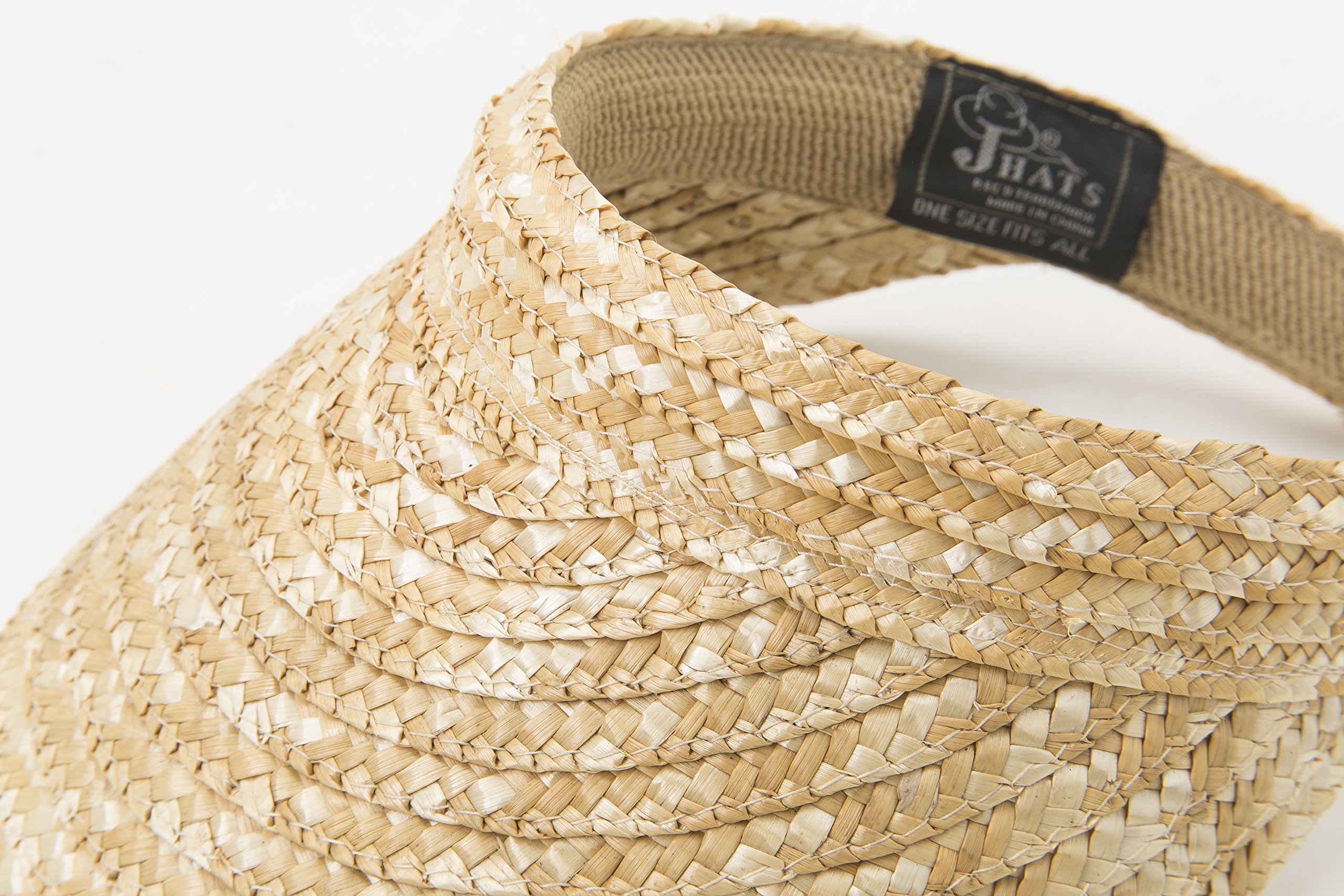 Jacobson Straw Hat - Slip On Braid Visor,Tan,Adult