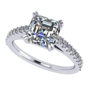 NANA Jewels Womens 2.00ct Asscher Cut Cathedral Solitaire Engagement Ring, Rhodium-Plated-Silver, Size 7