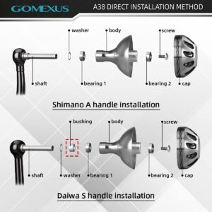 GOMEXUS Power Knob Compatible with Shimano 19 Stradic FL 15 Stradic FK 1000-4000 Stella FJ Daiwa Exist LT Certate LT Luvias LT Direct Fitment Reel Handle Replacement 38mm Metal Round