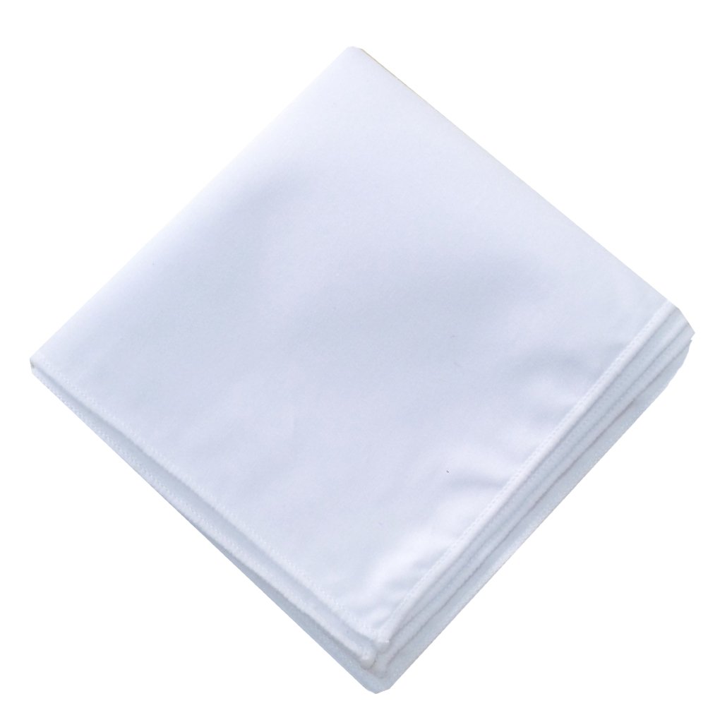 BonjourMrsMr Solid White Cotton Pocket Square 3-Pk Set