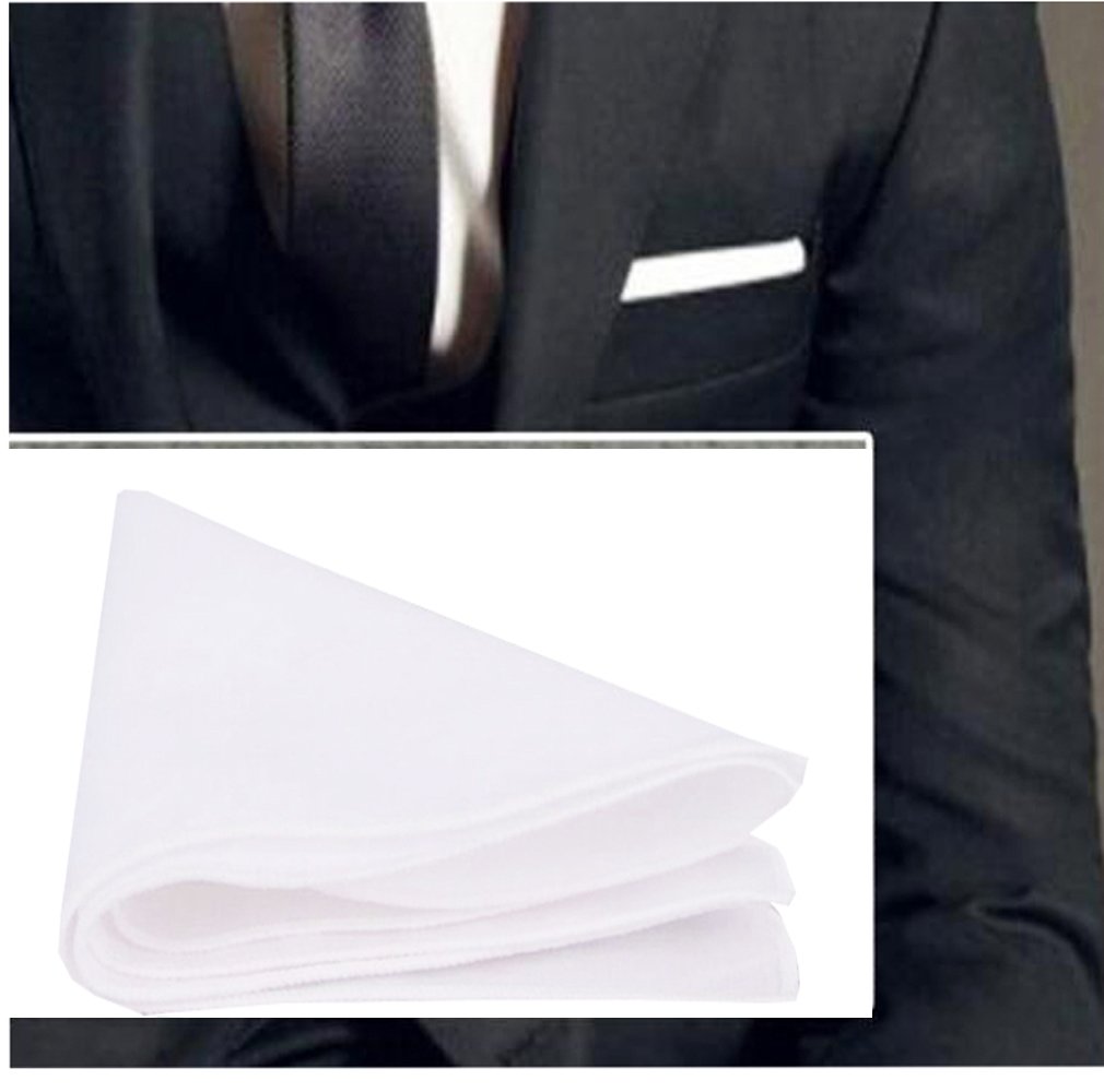 BonjourMrsMr Solid White Cotton Pocket Square 3-Pk Set