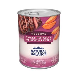 natural balance limited ingredient adult grain-free wet canned dog food, reserve sweet potato & venison recipe, 13 ounce (pack of 12)