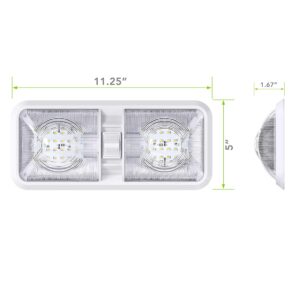 Leisure LED 5 Pack RV LED Ceiling Double Dome Light Fixture ON/Off Switch Interior Lighting for Car/RV/Trailer/Camper/Boat DC 11-18V Natural White 4000-4500K 48X2835SMD (Natural White 4000-4500K, 5)