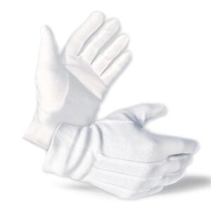 1 pair (2 gloves) - gloves legend - 100% white cotton marching band parade formal dress costume gloves for men and women - medium