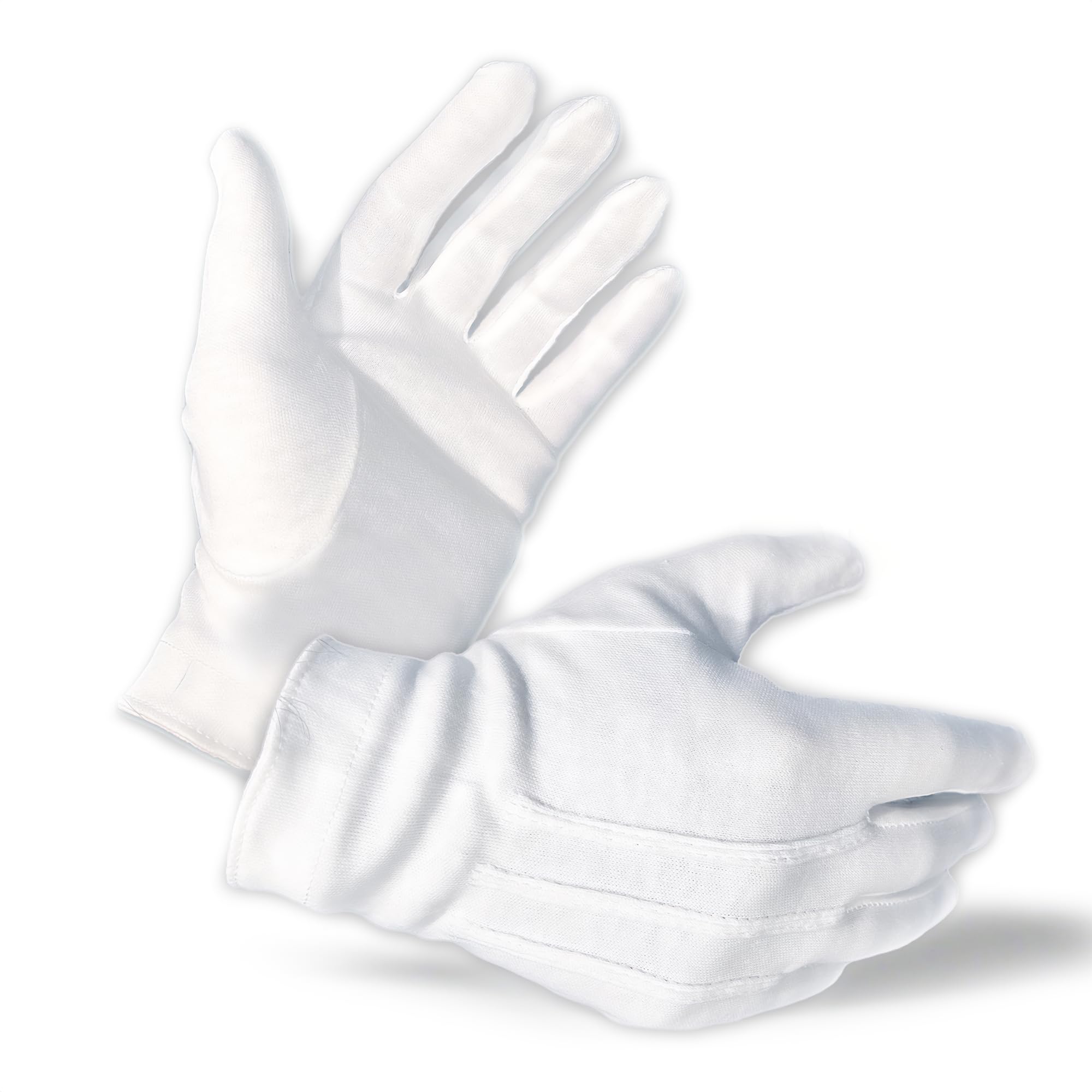 1 Pair (2 Gloves) - Gloves Legend - 100% White Cotton Marching Band Parade Formal Dress Costume Gloves For Men and Women - Medium