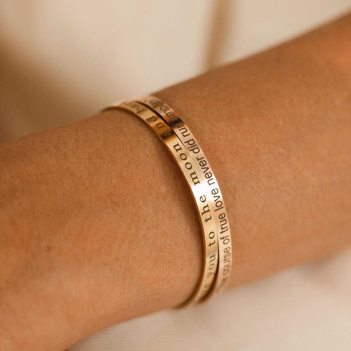 Petite Boutique Personalized Bangle Bracelet - Slim Layered Bracelet, a Thoughtful and Stylish Gift -Custom Engraving