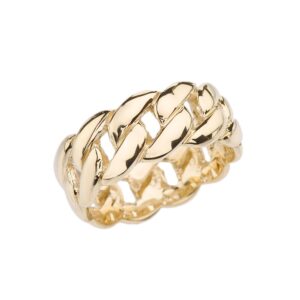 modern contemporary rings 10k yellow gold cuban link 8 mm engagement band (size 9.5)