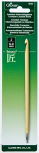 clover takumi bamboo interchangeable tunisian crochet hook brown, 6.5" height x 0.2" width x 0.2" length