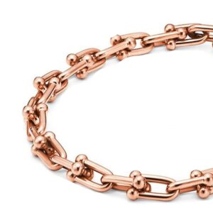 naivo hardware link bracelet - gauge link bracelet 18k gold plated 7.5 inch u style link bracelet (rose gold)