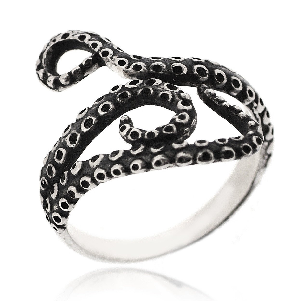 SOVATS Octopus Ring for Women 925 Sterling Silver Oxidized Surface - Simple, Stylish &Trendy Nickel Free Ring, Size 8