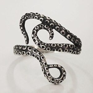 SOVATS Octopus Ring for Women 925 Sterling Silver Oxidized Surface - Simple, Stylish &Trendy Nickel Free Ring, Size 8