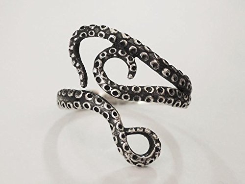 SOVATS Octopus Ring for Women 925 Sterling Silver Oxidized Surface - Simple, Stylish &Trendy Nickel Free Ring, Size 8