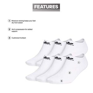 adidas Originals Trefoil No Show Socks (6-Pair), White, Large