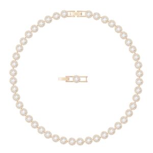 swarovski una angelic all-around choker necklace, clear swarovski crystals and matching crystal pavé with a rose-gold tone finish setting