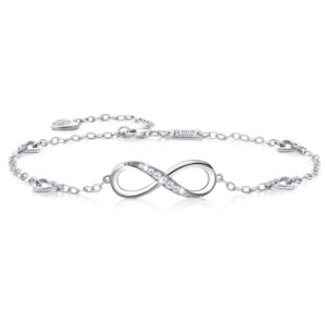 billie bijoux womens 925 sterling silver infinity endless love symbol charm adjustable anklet bracelet, large bracelet, gift for mother's day (a- silver)