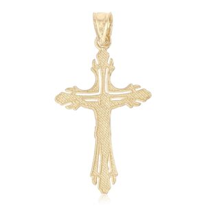 Ioka - 14K Gold Religious Jesus Christ Crucifix Cross Pendant For Necklace or Chain in Two Tone | Small Size Charm