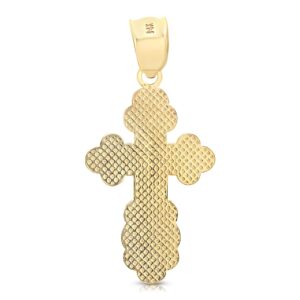 Ioka - 14K Yellow Gold St. Olga Greek Orthodox Baptismal Cross Religious Charm Medium Pendant For Necklace or Chain