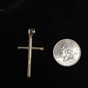 Ioka - 14K Yellow Gold Classic Plain Cross Pendant Religious Medium Size Charm For Necklace or Chain