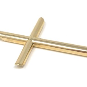 Ioka - 14K Yellow Gold Classic Plain Cross Pendant Religious Medium Size Charm For Necklace or Chain