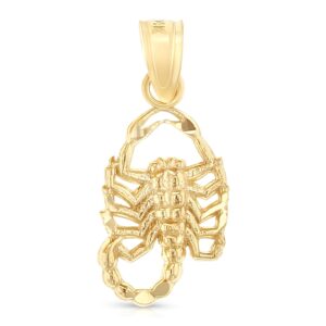 ioka - 14k yellow gold scorpion pendant tiny size zodiac animal sign charm for necklace or chain