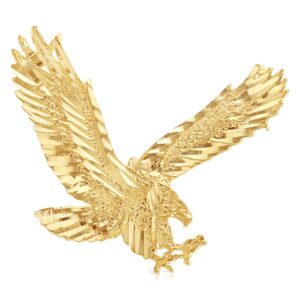 ioka - 14k yellow gold eagle charm medium pendant for necklace or chain