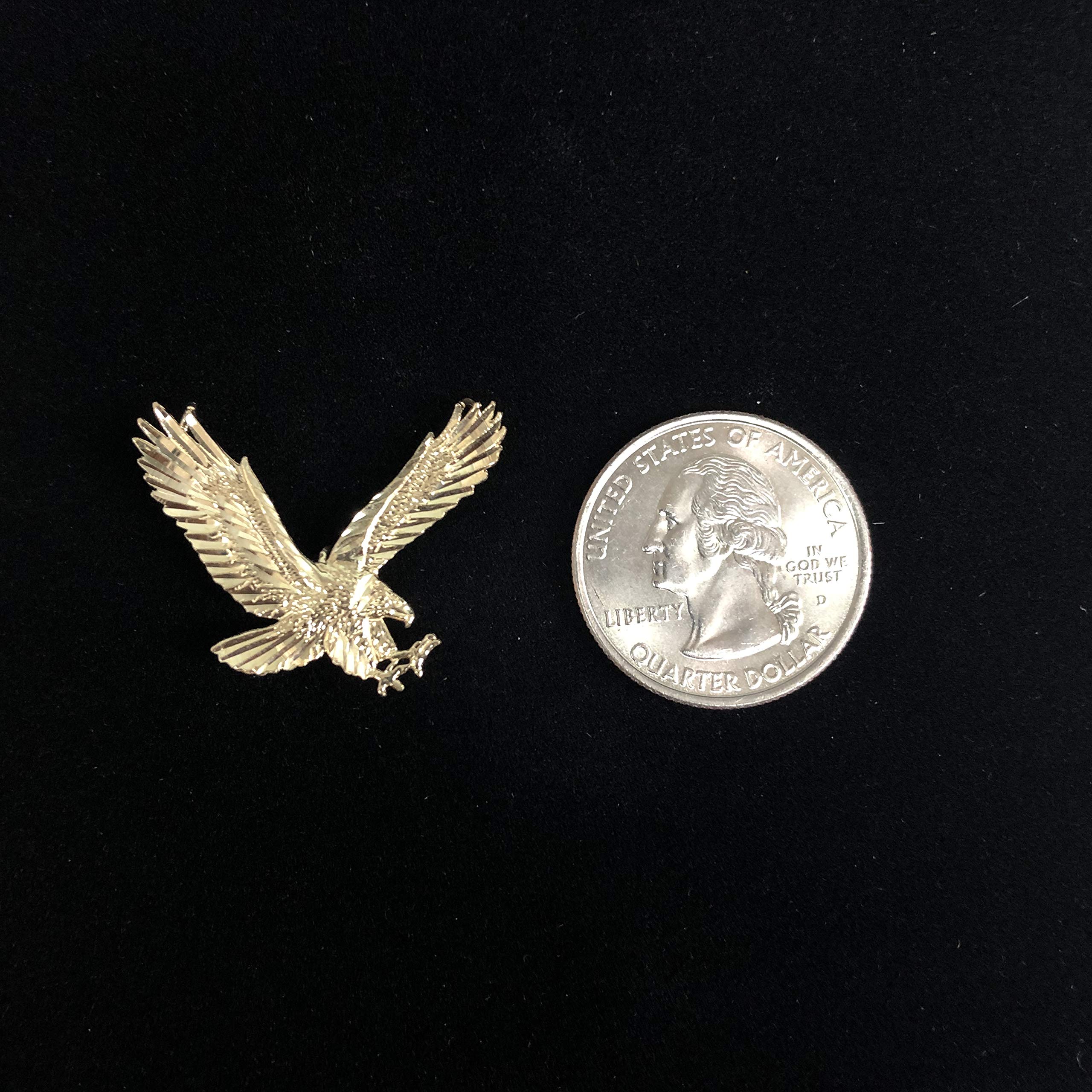 Ioka - 14K Yellow Gold Eagle Charm Medium Pendant For Necklace or Chain