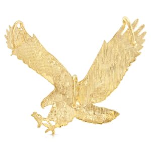 Ioka - 14K Yellow Gold Eagle Charm Medium Pendant For Necklace or Chain