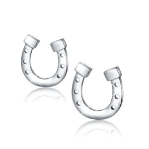 925 sterling silver lucky horseshoe stud earrings for women