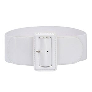 grace karin ladies high stretchy waist wide patent fashion plain leather belt white xl