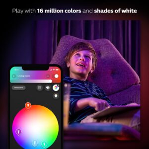 Philips Hue White and Color Ambiance A19 60W Equivalent LED Smart Bulb Starter Kit (4 A19 Bulbs and 1 Hub Compatible with Amazon Alexa Apple HomeKit and Google Assistant)