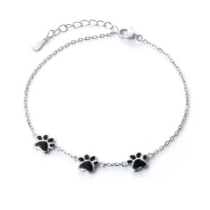 ladytree s925 sterling silver puppy dog cat pet paw print bracelets1