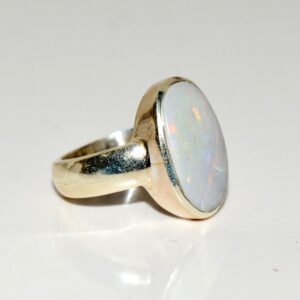 Jewelryonclick 6 Carat Natural Opal Sterling Silver Simple Ring for Women Size 5,6,7,8,9,10,11,12,13