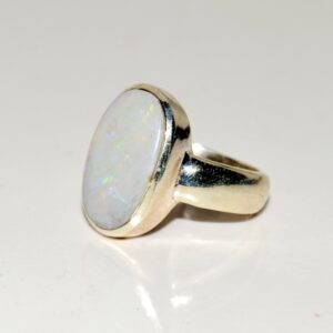 Jewelryonclick 6 Carat Natural Opal Sterling Silver Simple Ring for Women Size 5,6,7,8,9,10,11,12,13