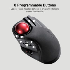 ELECOM HUGE Trackball, 2.4GHz Wireless USB, Index Finger Control, Customizable 8-Button, Large Soft Palm Rest, 52mm Ball, Windows PC Mac (M-HT1DRBK)