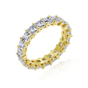 amazon essentials yellow gold-plated sterling silver infinite elements cubic zirconia princess eternity band ring, size 7, (previously amazon collection)