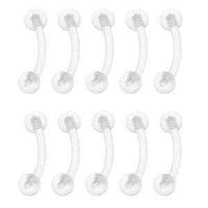 oasis plus 10pcs 16g clear flexible bioplast retainer eyebow ring piercing for jestrum lip, vertical labret, snake bites, rook, bridge