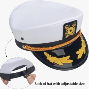 EPOCH Captain's Yacht Sailors Hat Snapback Adjustable Sea Cap Navy Costume Accessory (White, One Size)