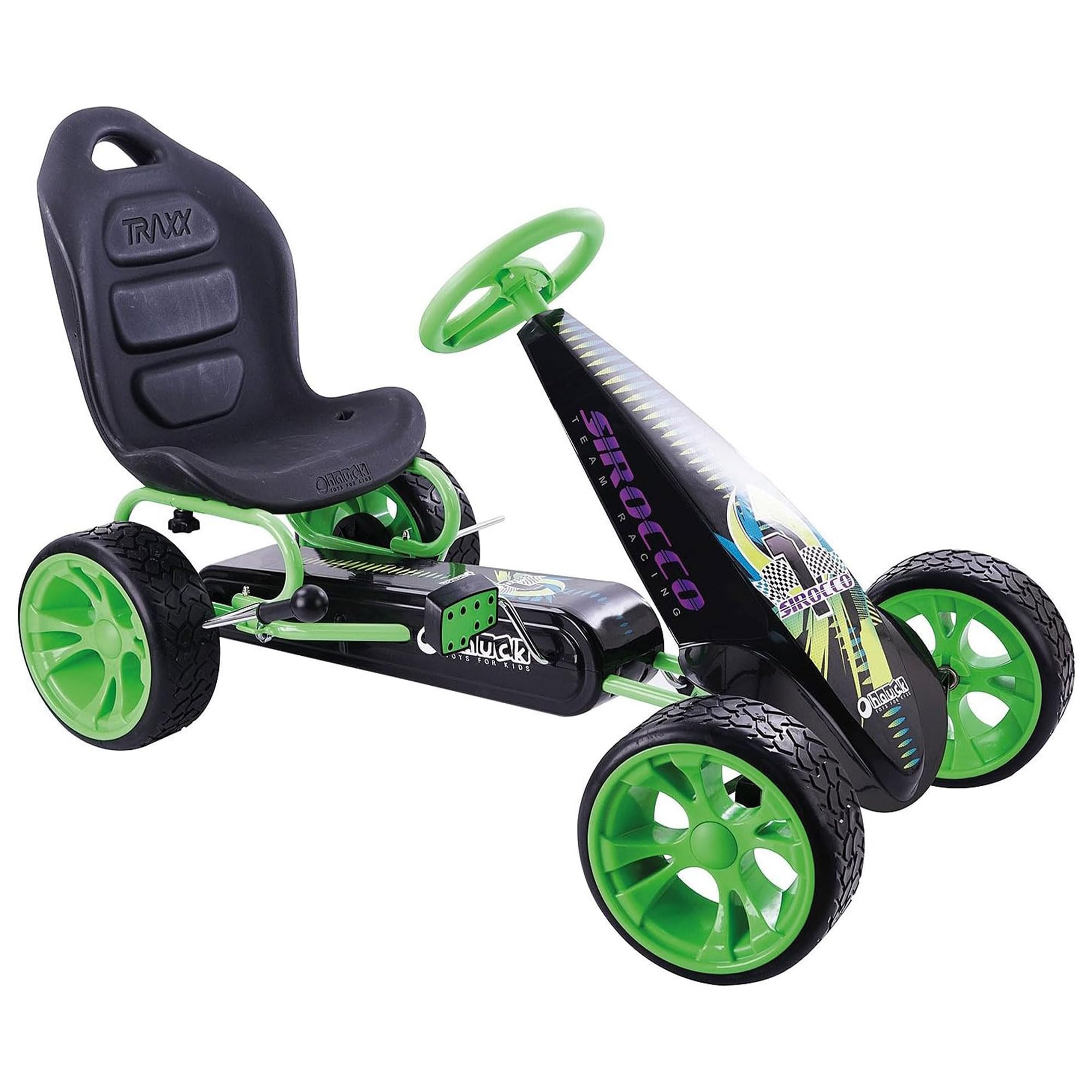 hauck Sirocco Racing Go Kart with Low Profile Rubber Tires, 8 Spoke Rim, and Clutch Free Ride for Toys, Games, and Kids' Pedal Vehicles