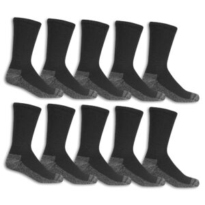 fruit of the loom men's work gear everyday work crew socks (10 pack), black, medium (6 - 12)