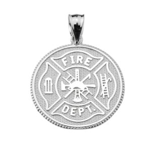 firefighter maltese cross sterling silver with prayer blessing pendant