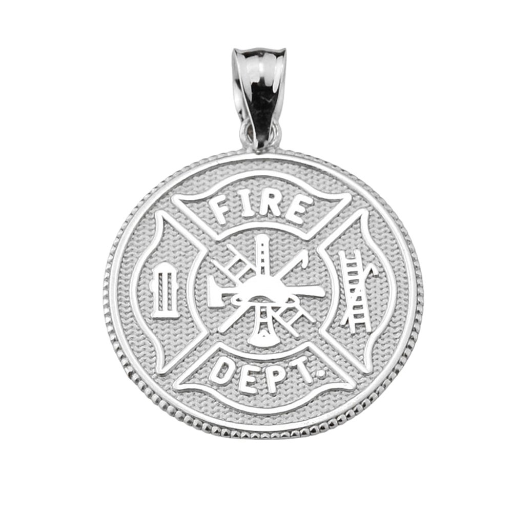 Firefighter Maltese Cross Sterling Silver with Prayer Blessing Pendant