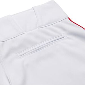 CHAMPRO womens Low-rise Youth Softball With Tournament Traditional Low Rise Pant w Braid, White, Scarlet Pipe, Small US