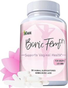 n'more boric acid vaginal suppositories- 100% pure - made in usa- boricfem vaginal health supplement- 30 servings (pack of 1)