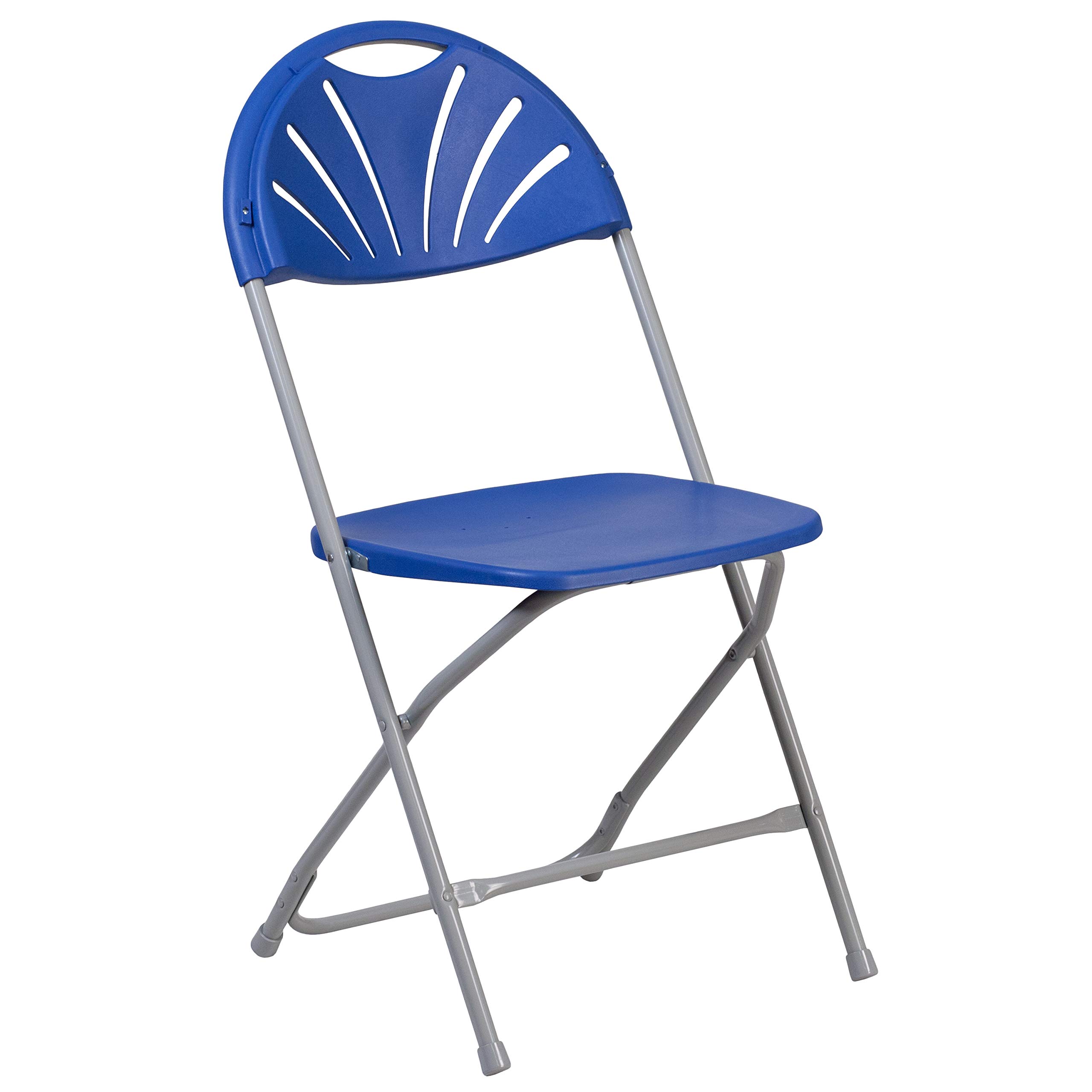 Flash Furniture 8 Pack HERCULES Series 650 lb. Capacity Blue Plastic Fan Back Folding Chair