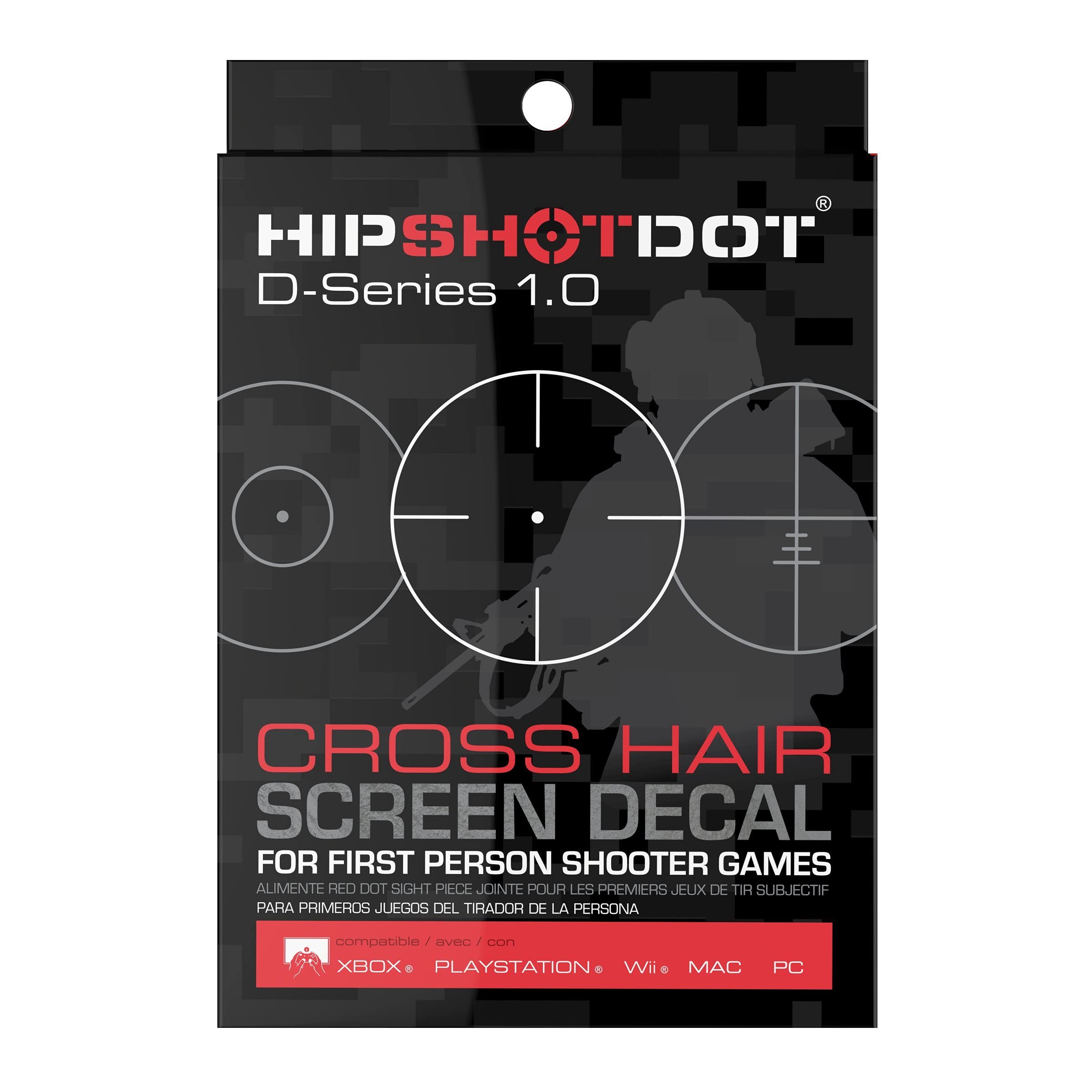 HipShotDot D-Series Pro Pack - Reusable Transparent Aim Sight Assist TV Decals - Gaming Television or Monitor Decal for FPS Video Games Compatible with PC, Xbox & PlayStation (1.0 Red)